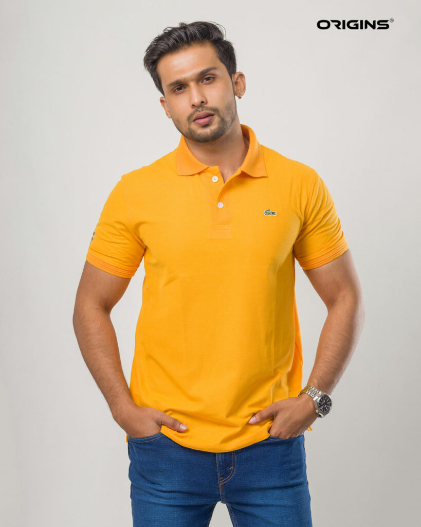 Golden Yellow Cotton Polo T-Shirt » originswear.lk